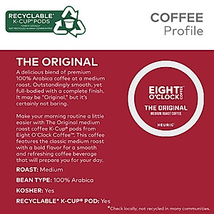 Eight O'Clock Coffee The Original, Single-Serve Keurig K-Cup Pods, Medium Roast Coffee Pods, 72 Count