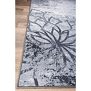 Rugshop Modern Floral Abstract Non Skid (Non Slip) Area Rug 7'10" x 10' Gray