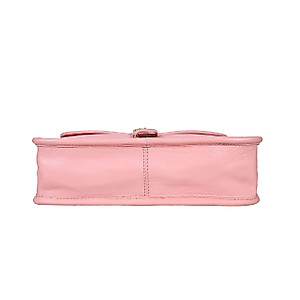 Aaron Leather Goods Crossbody Bags for Women Soft Leather Purses and Handbags Multi Pocket Shoulder Bag (Peach)