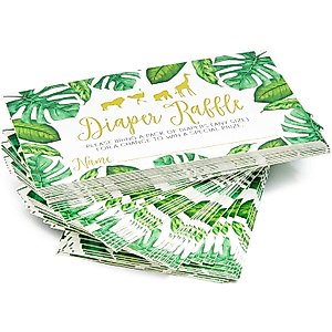 Sparkle and Bash Diaper Raffle Tickets for Baby Shower (60 Count) Jungle Safari