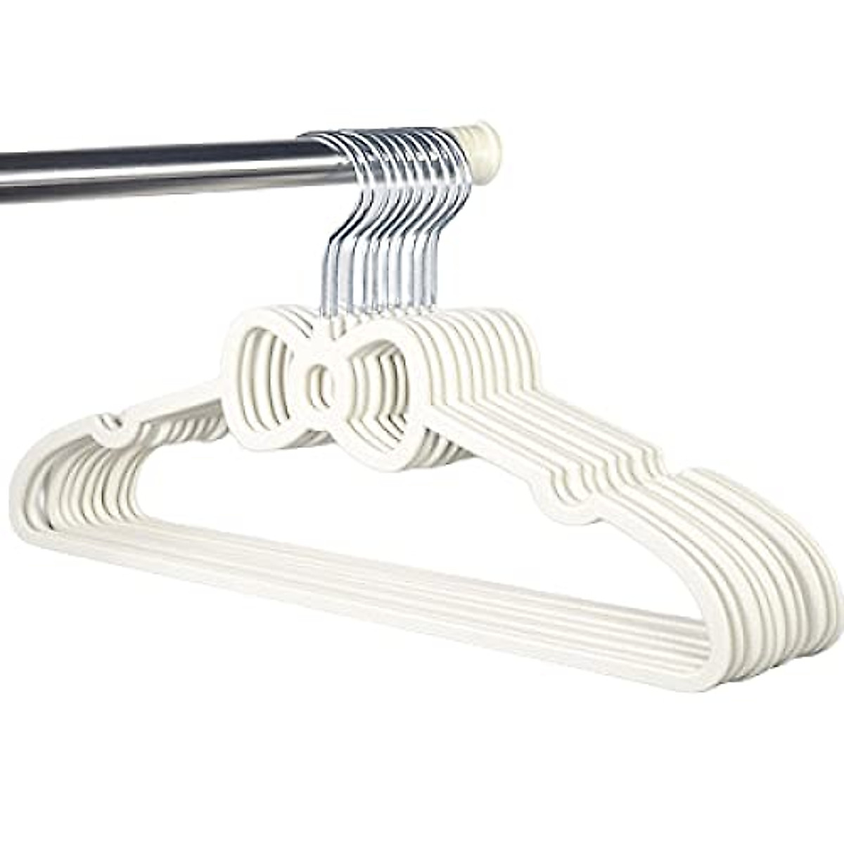 NC Pink Heart-Shaped Bow Love Plastic Clothes Hanger Household Anti-Skid Student Dormitory Anti-Skid Clothes Hanging Support Love Heart-Shaped White