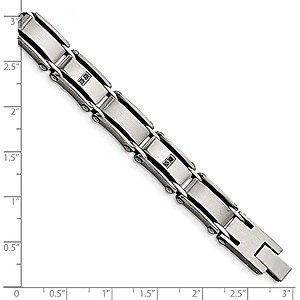 Stainless Steel Polished/Brushed 1/10ct tw. Diamond Mens Bracelet