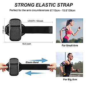 Clear Running Phone Holder Armband, Sports Armband Case for iPhone 14 13 Pro Max 12 11 Plus X XS Samsung Android, Universal Arm Bands Bag with Key Card Pocket for Exercise Walking Workout Fitness