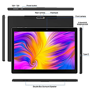 Winsing Android Tablet 10 Inch with 32GB Storage, 1280x800 IPS Touchscreen, Long Battery Life, Support Microsoft Office Software, Wi-Fi, Bluetooth 4.2, Black