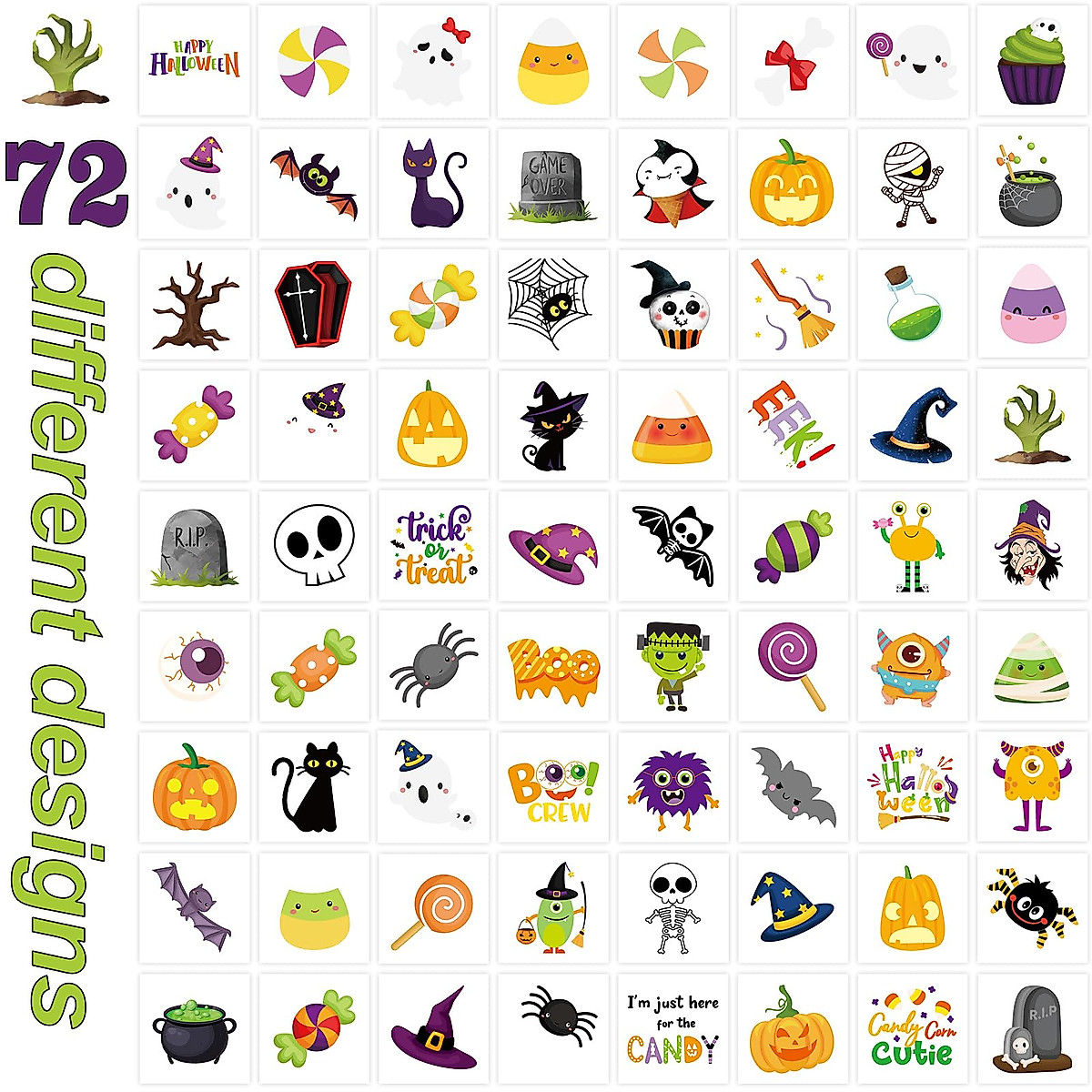 Halloween Tattoos for Kids 144 PCS Halloween Temporary Tattoos Bulk Halloween Party Favors Goody Bag Stuffers Halloween Party Supplies