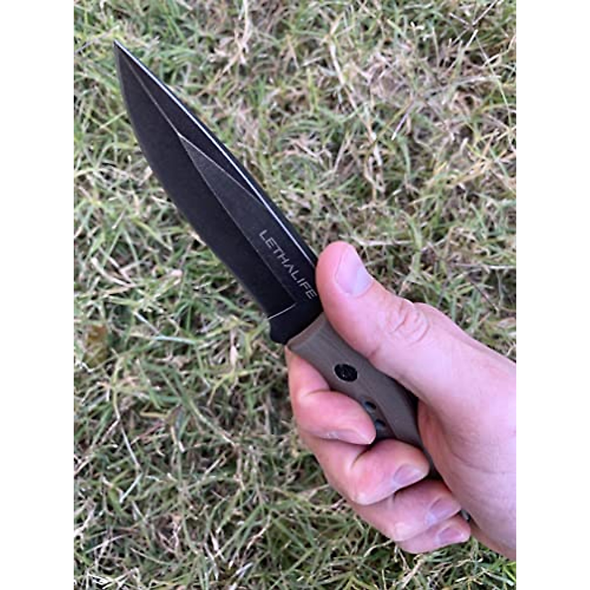 LETHALIFE Tactical Fixed Blade Hunting Knife - Full Tang, Coyote Brown