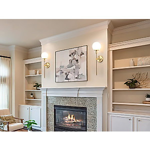 Tumgog Battery Operated Wall Sconces Set of 2,Gold Glass Globe Rechargeable Wireless Wall Light Fixture with Remote 10 Colors Modes Dimmable Bulb for Apartment,Farmhouse,Bedroom (Included Bulb)