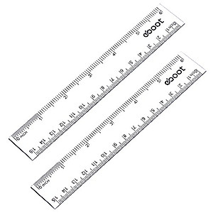 2 Pack Plastic Ruler Straight Ruler Plastic Measuring Tool for Student School Office (Clear, 6 Inch)
