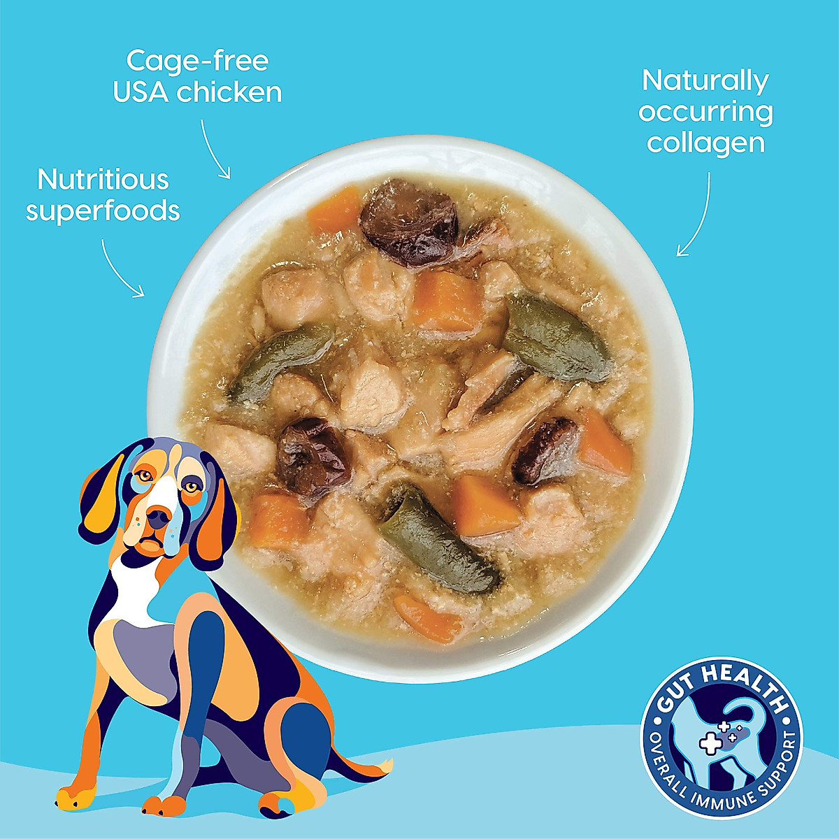 Solid Gold Bone Broth Stew - Dog Food Topper & Dog Treat Rich in Natural Collagen for Gut Health - Grain Free Formula Packed with Protein & Hearty Vegetables - Great for Picky Eaters - 6 Pack