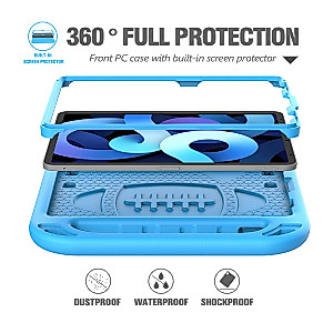 SUPNICE Kids Case for New iPad Air 5th Generation 2022, iPad Air 4th Generation 2020, iPad Air 10.9 Case with Built-in Screen Protector, EVA Shockproof Lightweight Handle Stand Kids Case, Blue