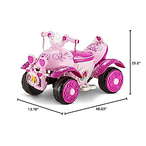 Kid Trax Toddler Disney Princess Electric Quad Ride On Toy, Kids 1.5-3 Years Old, 6 Volt Battery and Charger Included, Max Weight 45 lbs, Princess Pink