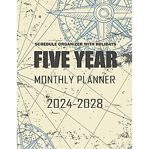 2024-2028 Five Year Monthly Planner: 5 Year calendar from January 2024 to December 2028 Schedule Organizer with federal holidays
