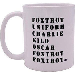 Rogue River Tactical Funny Coffee Mug Military Alphabet Novelty Cup Great Gift Idea For Military Veteran