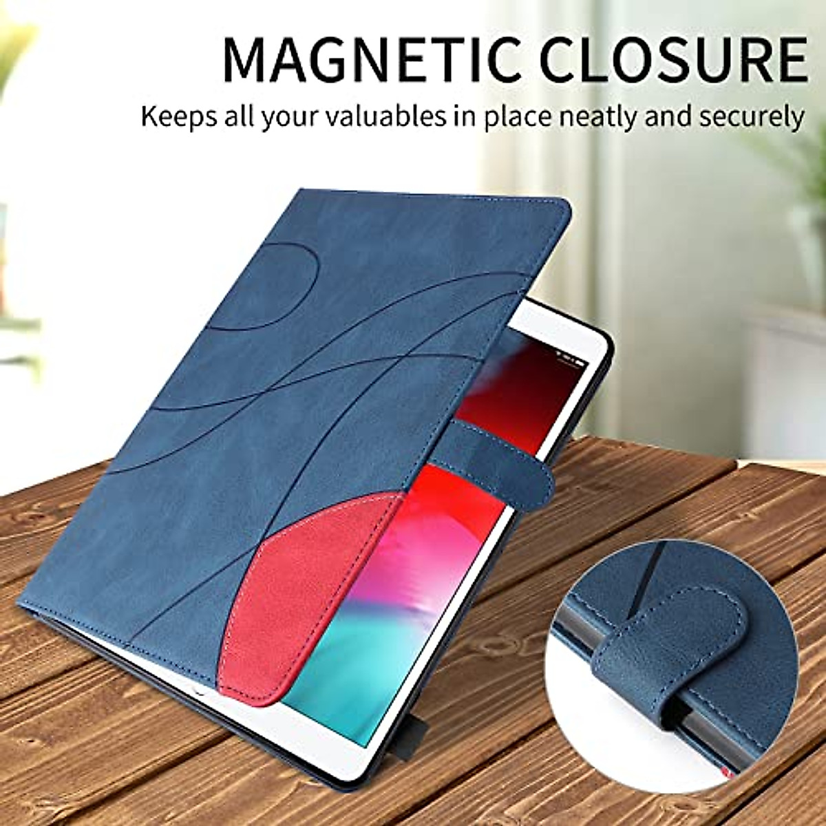 Blllue Case for iPad Mini 6 6th Gen, Multi-Angle Viewing PU Leather Tablet Cover for iPad Mini 6 8.3 Inch 2021 (Blue)