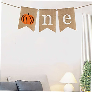 ibasenice 3pcs Kids First Birthday Bunting First Birthday Hanging Garland Halloween Theme Banner Burlap Banner Rings Baby Pumpkin