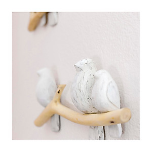 Crane Baby Woodland Nursery and Toddler Room Décor, 2 Piece Wooden Wall Décor for Boys and Girls, Bird Perch, 17” x 7" and 9” x 6.5"