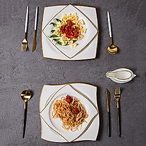 GRFIT Dishes Plates Ceramic Dinner Plates Set of 2 Serving Dishes for Pasta Noodle Steak and Appetizer Plates. Oven and Dishwasher Safe (8inch 10inch) Home dining plate (Size : A)