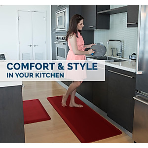 ComfiLife Anti Fatigue Floor Mat – 3/4 Inch Thick Perfect Kitchen Mat, Standing Desk Mat – Comfort at Home, Office, Garage – Durable – Stain Resistant – Non-Slip Bottom (20" x 39", Red)