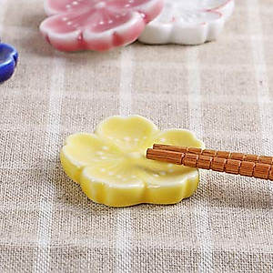 TanQiang 6pcs Japanese Style Ceramic Sakura Flower Chopstick Rest Spoon Fork Knife Holder