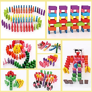 BigOtters Super Domino Blocks, 360PCS Bulk Domino Start Kit 12 Colorful Wooden Domino Blocks Educational Racing Game for Kids Birthday Party Favor