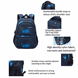 3Pcs Boys Girls Galaxy Print School Backpack Elementary Middle High Students Waterproof Bookbag with Lunch Bag Pencil Case