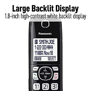 Panasonic Link2Cell Bluetooth Cordless Phone System with Voice Assistant, Call Block and Answering Machine, Expandable Home Phone with 5 Handsets â€“ KX-TGF575S (Black with Silver Trim)
