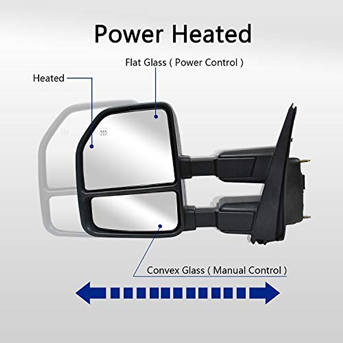 WLLW Towing Mirrors for Ford F250 F350 F450 F-550 Super Duty 2017 2018 2019 2020 With Power, Heated, Temperature Sensor, Turn Signal Light, Spot Auxiliary Lamp Pickup Truck