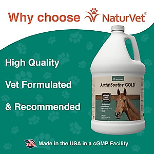NaturVet ArthriSoothe-Gold Advanced Equine Glucosamine Joint Supplement Formula for Horses, Liquid, Made in The USA with Globally Source Ingredients 1 Gallon
