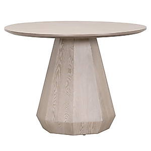 Benjara 42 Inch Round Dining Table, Starburst Top, Octagonal Pedestal Base, Gray