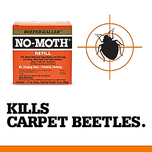 Reefer-Galler NO-Moth Closet Hanger Refills - Moth Cakes for Hanger Storage, Non-Odorous Moth Cakes for Closet, Kills Clothes Moths, Carpet Beetles, Eggs & Larvae (2 Moth Cakes, Pack of 3)