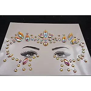 glow in the dark face gems stick on face jewels festival rave outfit mermaid rhinestone diamond pastie fluorescent body glitter jewels halloween face makeup (tp319 around eyes)
