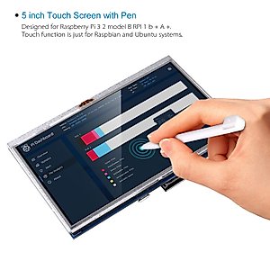Longruner Raspberry Pi Touch Screen with Case, 5 Inch TFT LCD Display HDMI Module 800x480 for Raspberry Pi 3 2 Model B and RPI 1 B+ A BB Black PC Various Systems （with Protective Case）
