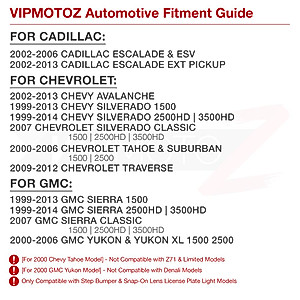 VIPMOTOZ Full LED License Plate Light For Cadillac Escalade Chevy Silverado 1500 2500 3500 Suburban Tahoe GMC Sierra 1500 2500 3500 Yukon XL Tag Lamp Assembly Replacement