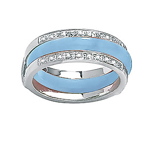 PalmBeach Sterling Silver Multicolor Jade 8 Piece Interchangeable Ring Set Sizes 5-10 Size 8