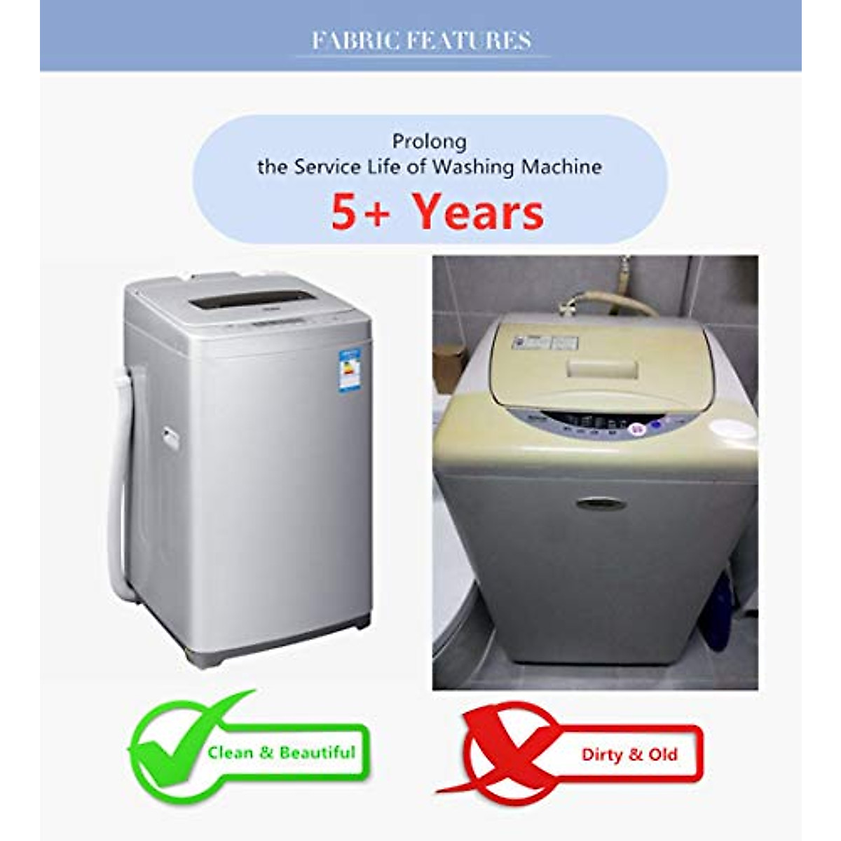 Washing Machine Cover for Top Load Washing Machine Protector Washer Dryer Covers for Automatic Compact Washer Top Loading Balcony Lavadora Waterproof Dustproof Sunproof Oxford (M(W22D22H36in))