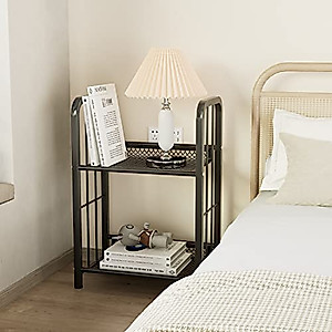 Azheruol Bookshelf Storage Shelf Bookcase Freestanding Storage Stand for Living Room, Bedroom, Kitchen, Rust Resistance, Easy Assembly Free Combination Multi-Functional Organizer (2 Tiers, Black)