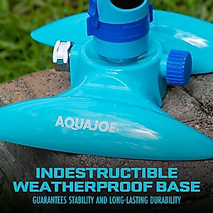 Aqua Joe AJ-MSSBM 4-Pattern Gear Drive Sprinkler w/Lie-Flat Metal Base for Any Landscape
