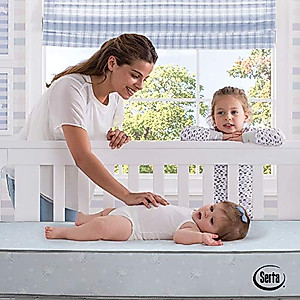Delta Children Heartland 4-in-1 Convertible Crib Infant Changing Table with Pad + Serta Perfect Start Crib Mattress, Grey