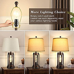 WIHTU Set of 2 Table Lamps with USB Ports, 3-Way Dimmable Farmhouse Touch Lamps, Bedside Lamp for Bedroom with AC Outlet, Modern ORB Nightstand Lamps Desk Lamp for Living Room Reading, Bulbs Included