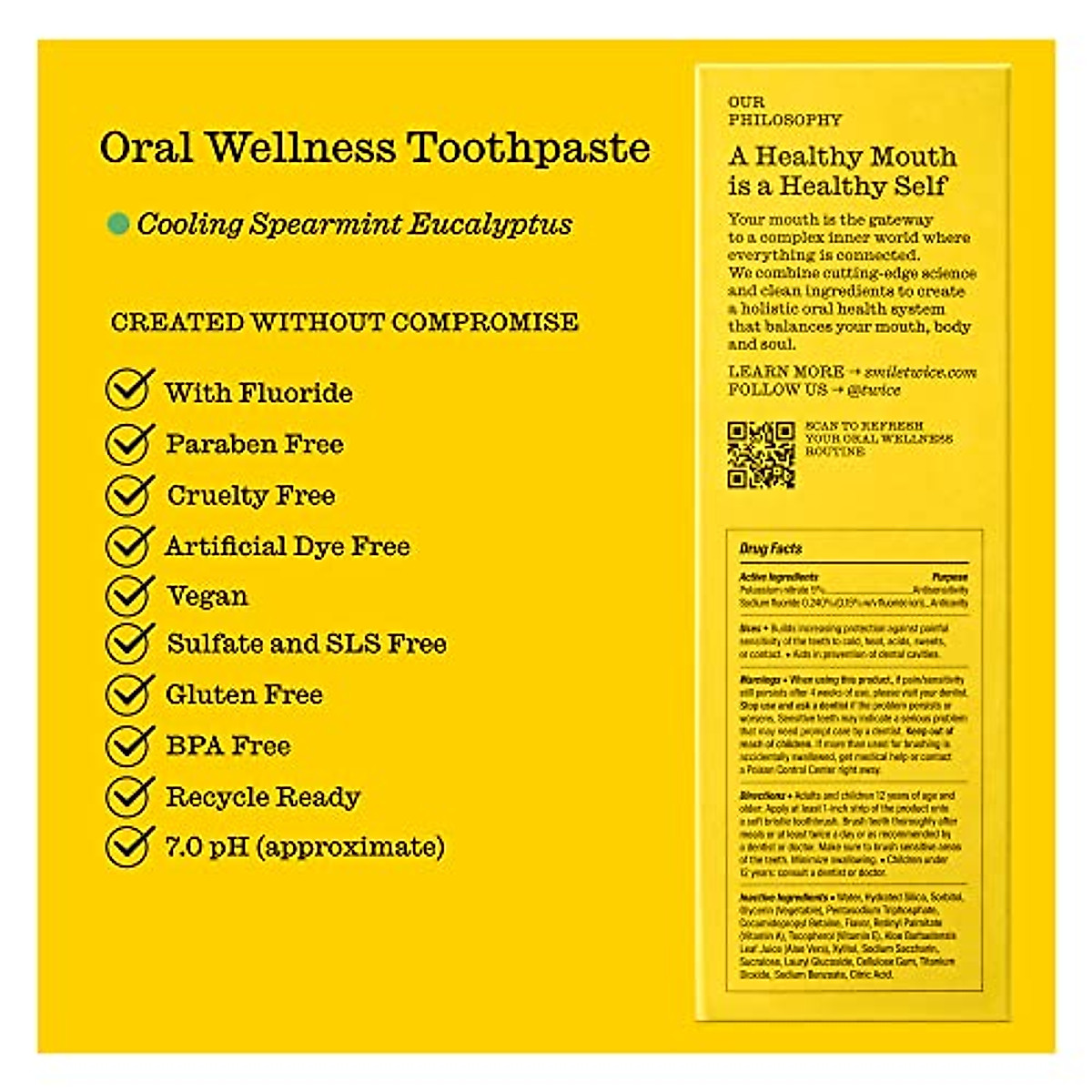 Twice Vegan Toothpaste for Sensitive Teeth and Gums and Teeth Whitening Toothpaste - SLS Free Toothpaste with Fluoride and Cavity Protection - (Cooling Spearmint Eucalyptus) (3-Pack)