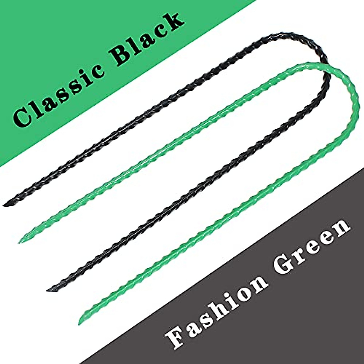 Nigh Coated Rebar Trampoline Wind Stakes Set of 12 Safety Ground Anchors Stakes Extra Heavy Duty Metal Landscape Staples 10 Inches Long (Black)