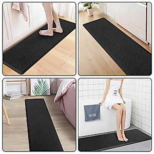 KMAT Kitchen Mat Cushioned Anti-Fatigue Waterproof Non-Slip Standing Mat Ergonomic Comfort Rug for Home,Office,Sink,Laundry,Desk 17.3" (W) x 60"(L),Black