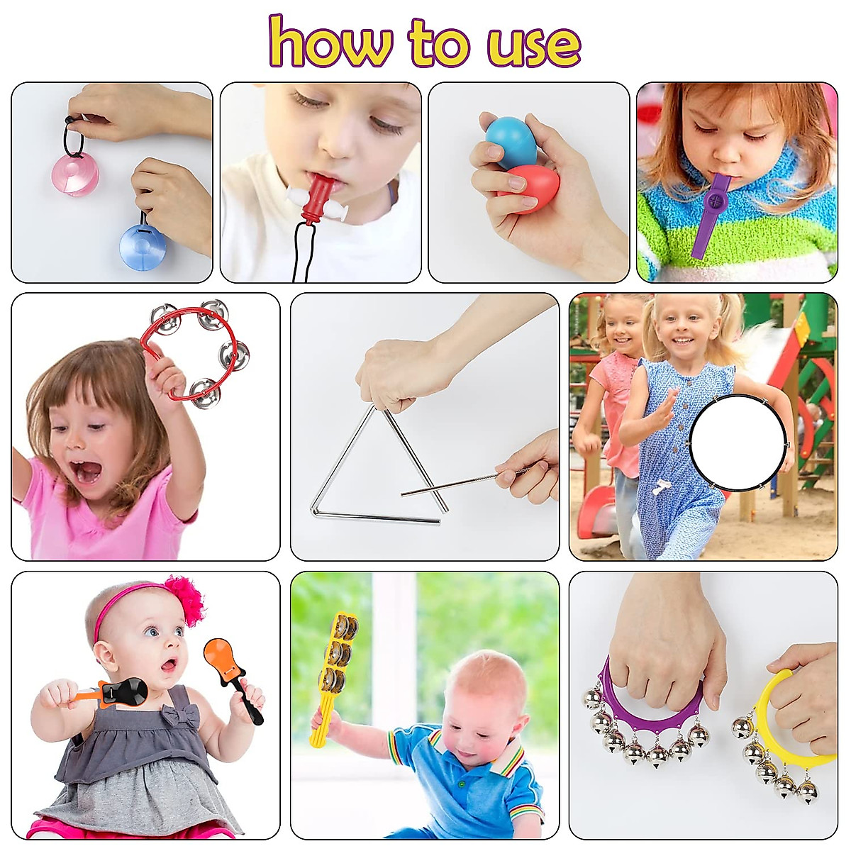 MUSCELL Kids Musical Instruments Set,Plastic Music Preschool Instruments for Kids,Early Percussion Learning Toys for Toddlers 3+