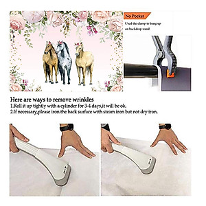 Pink Flower Countryside West Cowboy Cowgirl Horse Theme Photography Backdrop 5x3ft Children Boy or Princess Girl Birthday Photo Background Baby Shower Party Supplies Banner Cake Table Decor Vinyl