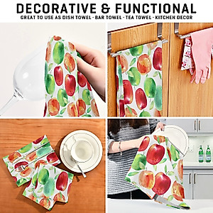 Apple Red Green Kitchen Towels Absorbent Dish Towels Soft Wash Clothes for Drying Dishes Cleaning Towels for Home Decorations 1 Piece, 28 X 18 Inch