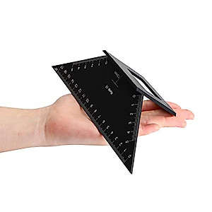 OwnMy Set of 2 Saddle Layout Square Gauge for Woodworking, 45/45 Degree - 90/45 Degree Square Layout Miter Angle Measuring T Ruler, Aluminum Alloy 3D Miter Scriber Template Tool for Carpenter (Black)
