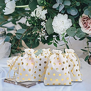 DERAYEE Drawstring Burlap Gift Bags, 5 x 7 Inch Linen doodie Bags for Wedding Party Favors (24-Pack)