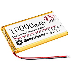 MakerFocus 3.7V LiPo Battery 10000mAh Lithium Rechargeable Battery with Integrated Protective Board, Insulation Coating and PH2.0A Plug for Raspberry Pi UPS Board and Other