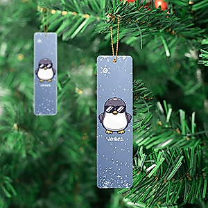 Personalized Bookmark, Customized Adorable Penguin Bookmarks with Name, Metal Markers Ruler Ornament, Gifts for Book Lovers, Penguin Lover, Readers, Women Men On Birthday Christmas