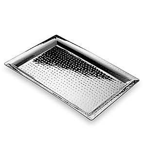 James Scott Rectangle Serving Tray Hammered Stainless Steel, Multipurpose for Kitchen, Dining, Bathroom 11x16 inch